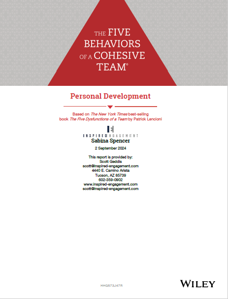 Five Behaviors Personal Development Profile | Inspired Engagement
